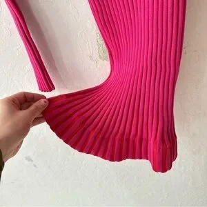 Zara | Dresses | Zara Two Tone Pink Orange Ribbed Knit Bodycon Mock ...